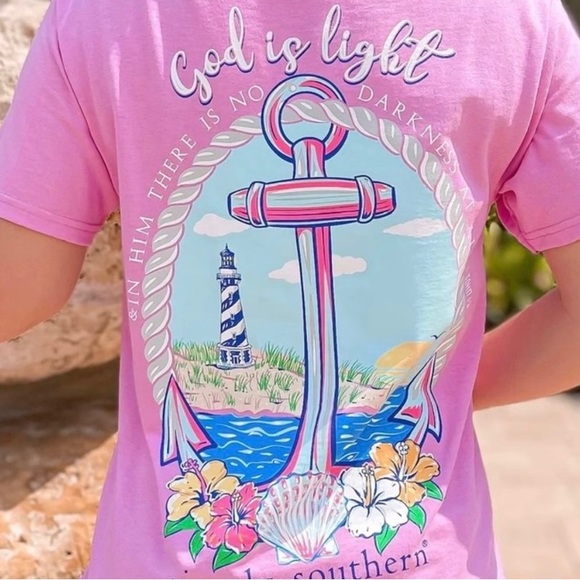 Simply Southern | Tops | Nwt Simply Southern Pink Anchor Lighthouse God ...
